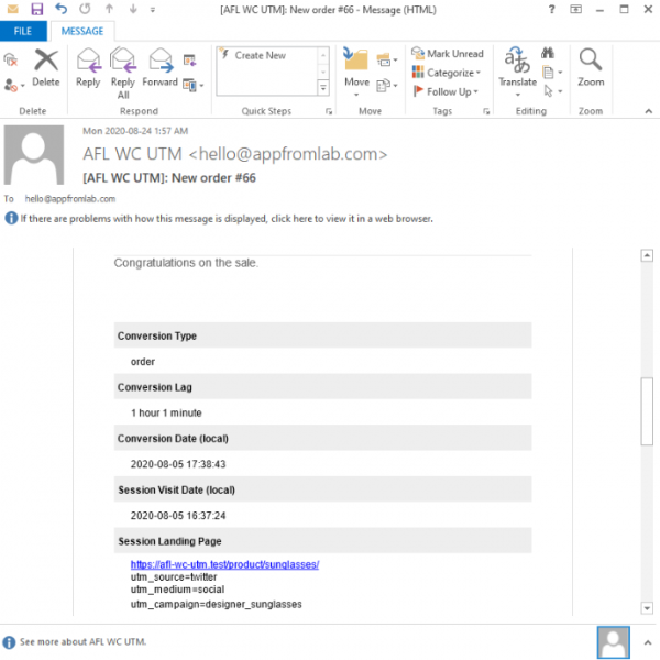 How to display conversion report in the WooCommerce Email? - Appfromlab