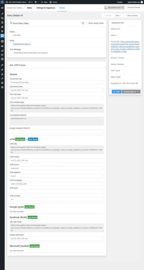 Fluent Forms: Track and capture UTM parameters - Appfromlab