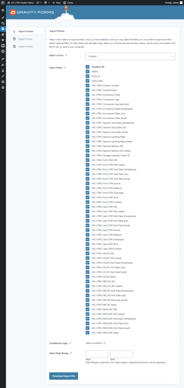 Exporting UTM conversion attribution in Gravity Forms - Appfromlab