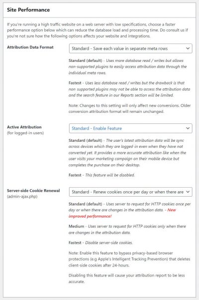 Site Performance Settings - Appfromlab