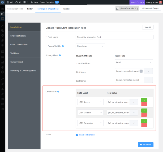 How to send UTM parameters to Fluent CRM? - Appfromlab