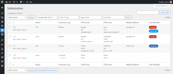 Setup UTM conversion tracking for Ninja Forms - Appfromlab