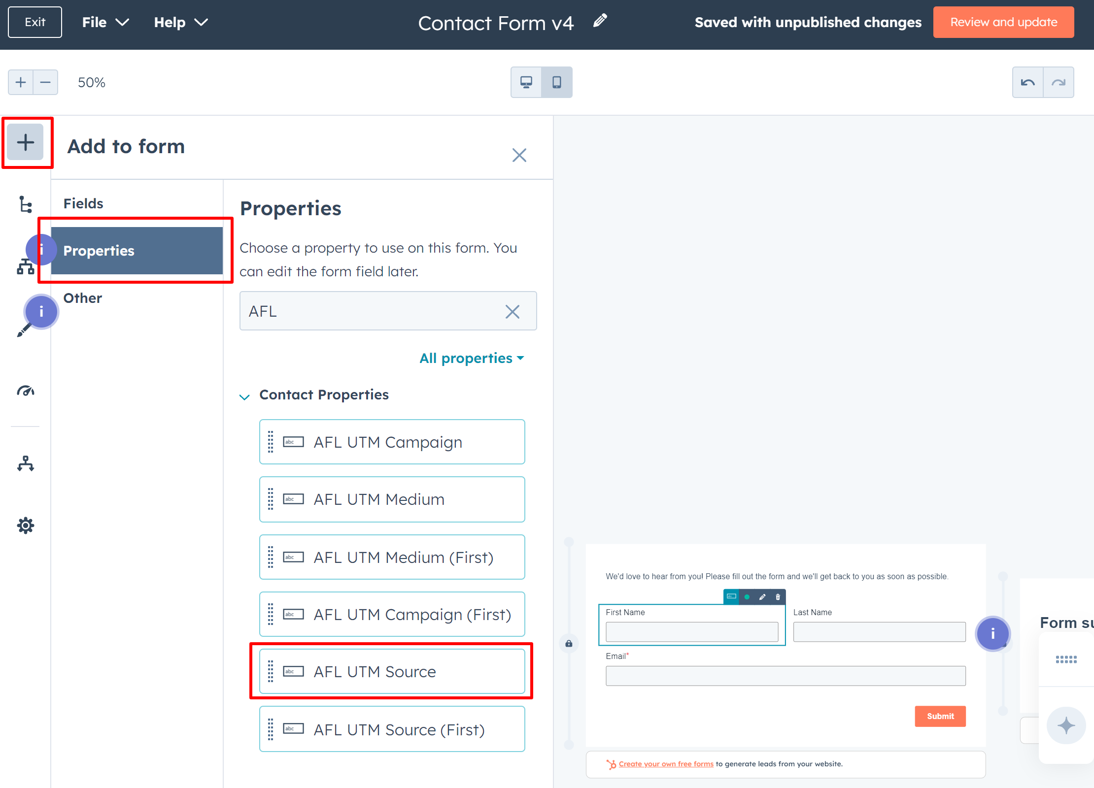 HubSpot Form v4: Setup UTM parameter tracking - Appfromlab